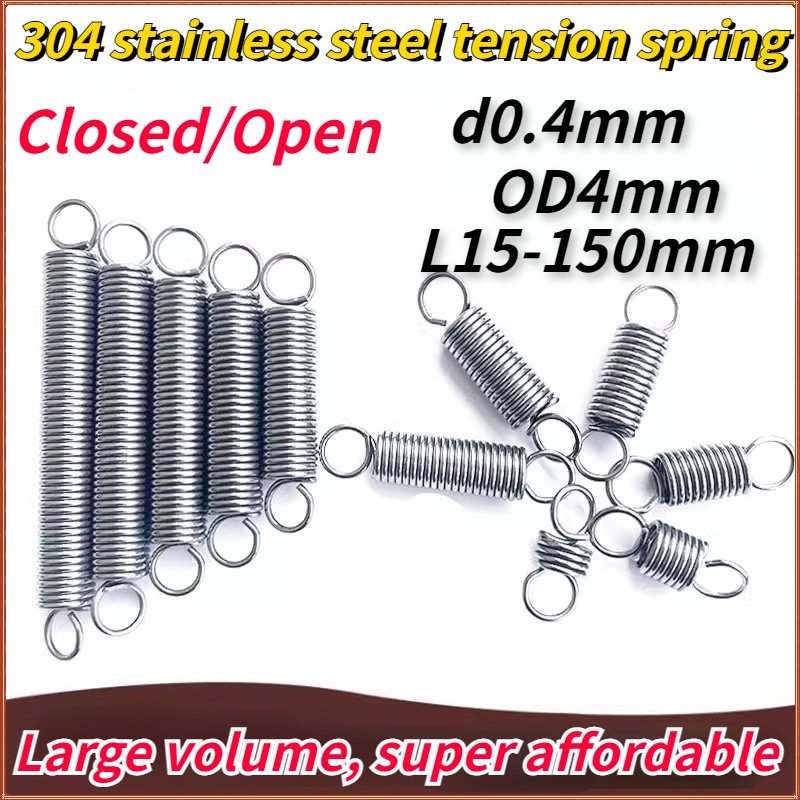 Tension spring d0.4mm OD4mm L15-150mm 304 stainless steel tension ...