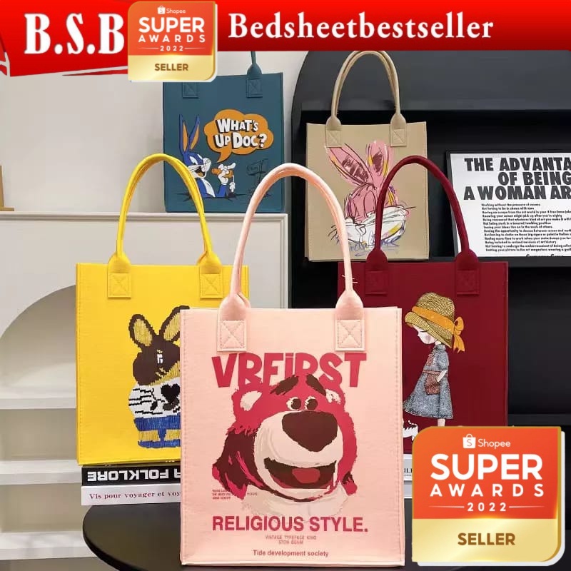 B.S.B New Cartoon Cute Felt Bag Handbag Women Sling Bag Tote Bag Beg ...
