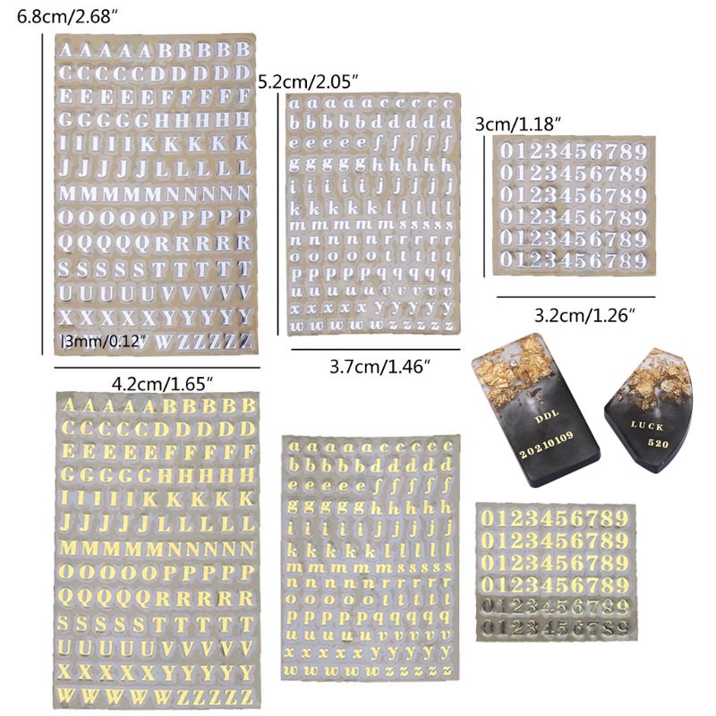 CHK Epoxy Resin Decorative Stickers 3mm Alphabet Letters Number Glitter ...