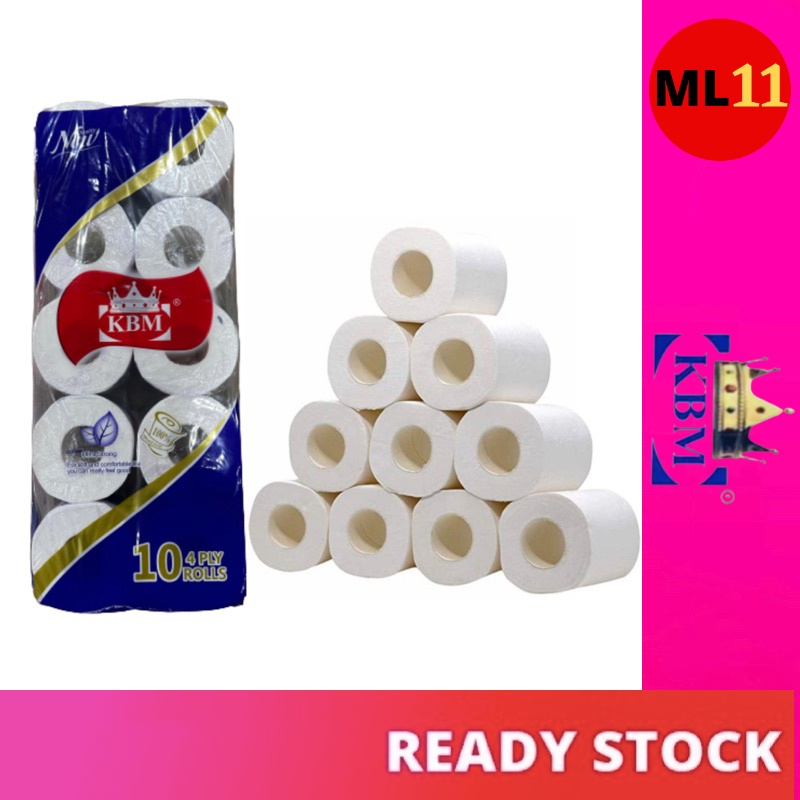 (10 ROLL) KBM 4 PLY Toilet Roll / Toilet Paper / Tissue Roll / Toilet ...
