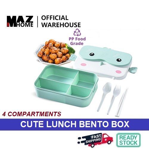 MAZ HOME 4-grids Cartoon Penguin portable Bento Box Lunch Food ...