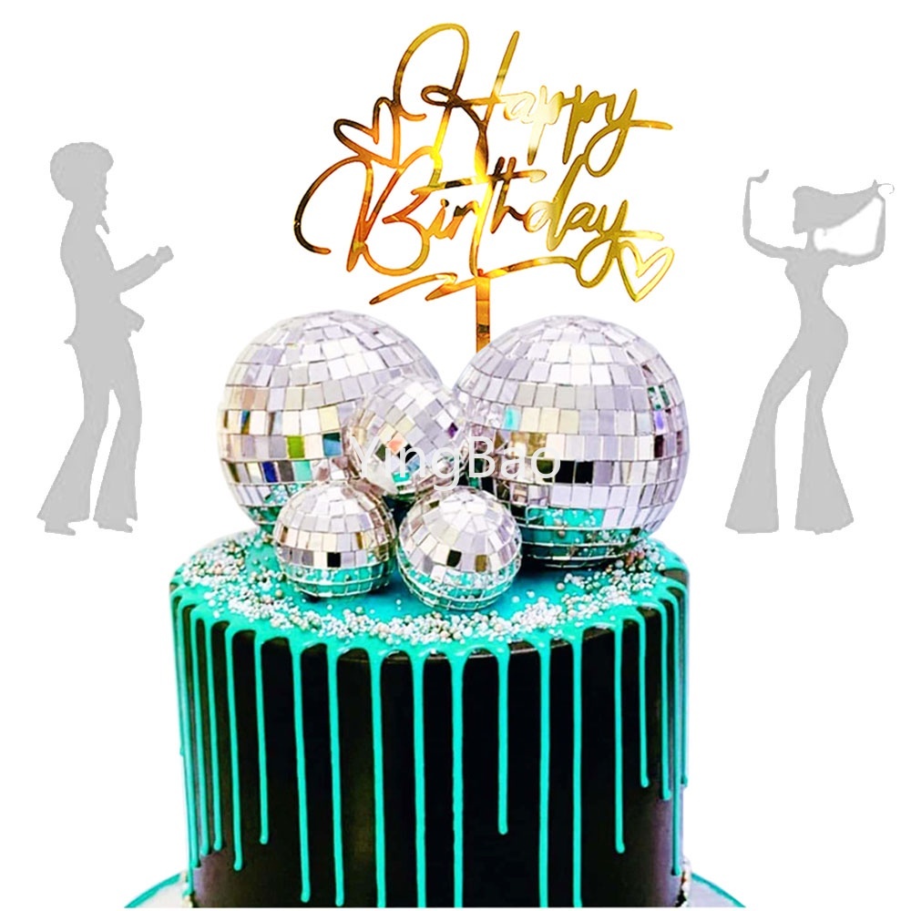 3-8cm Disco Ball Cake Toppers 70's Disco Cake Decoration Disco Ball ...