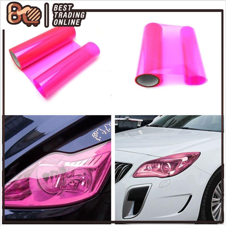 30CM X1METER Glossy PINK Light Tint Film Fog Tail Headlight Overlay ...