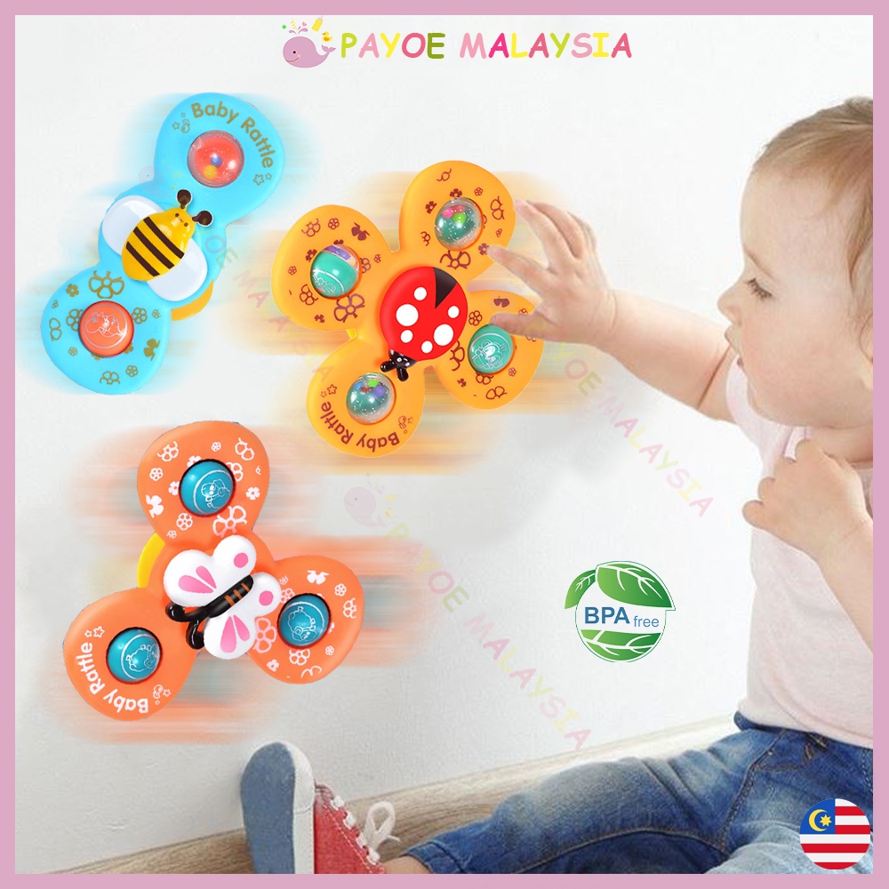 Payoe 3in1 Baby Kids Spinner Toy Cartoon Bath Toys Finger Spinning ...