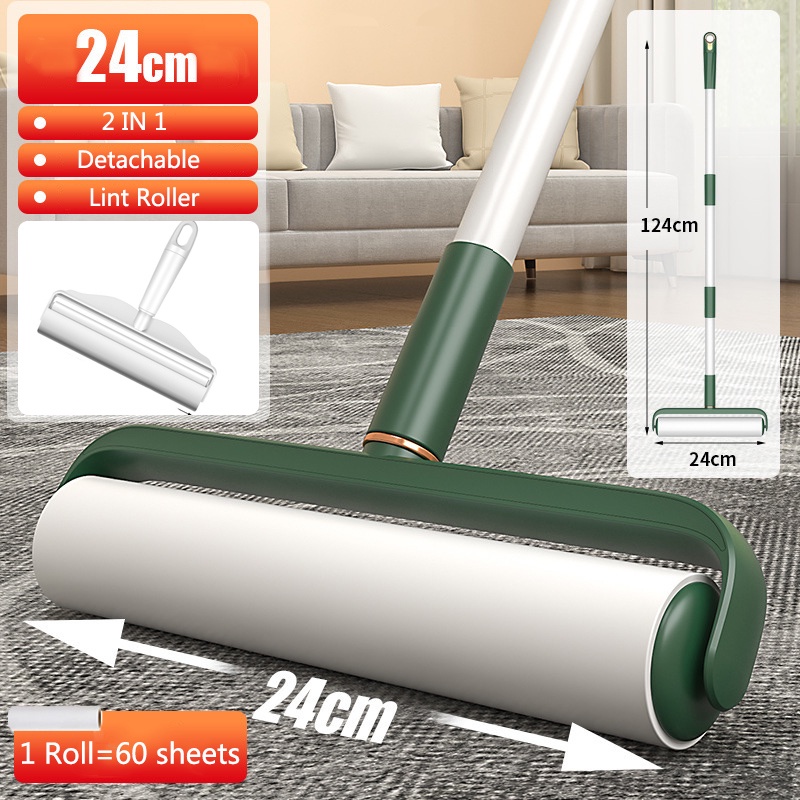 24cm Sticky Lint Roller Detachable Dust Hair Pet Fur Remover Rod Floor ...