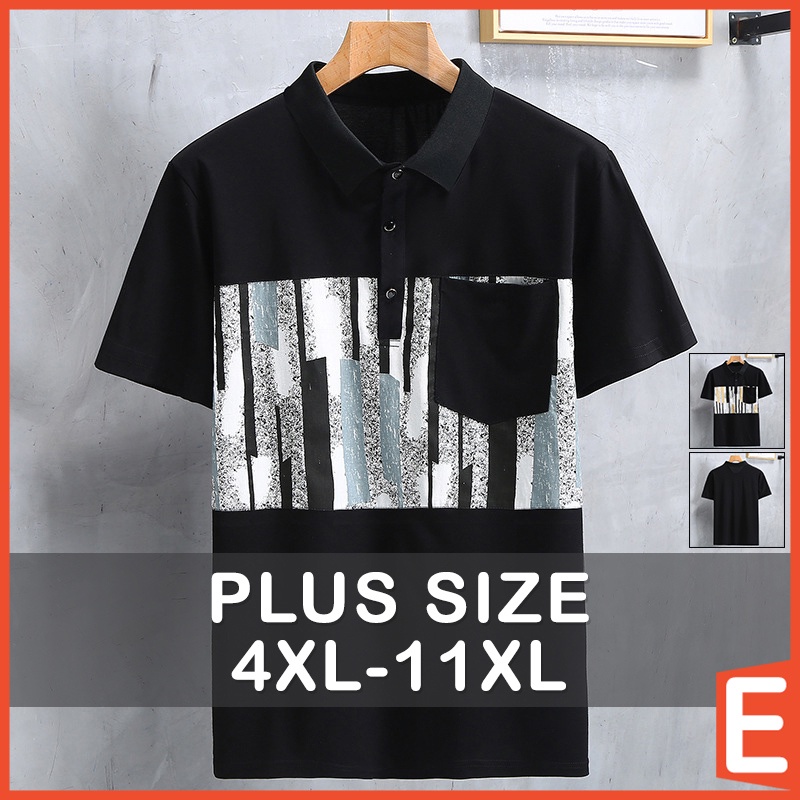 [4XL-11XL] Plus Size Polo Shirt Men Kemeja Polo Lelaki Lengan Pendek Saiz Besar Collar Short ...