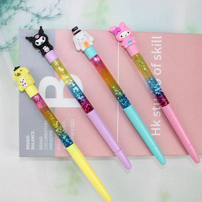 4Pcs Sanrio mymelody Kuromi Cinnamoroll Pom Pom Purin Cute Gel Pen for ...