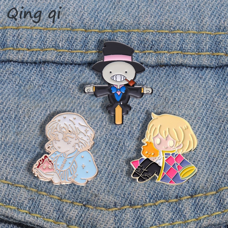 Howl Sophie Calcifer Enamel Pins Scarecrow Turnip Brooch Lapel Badges ...