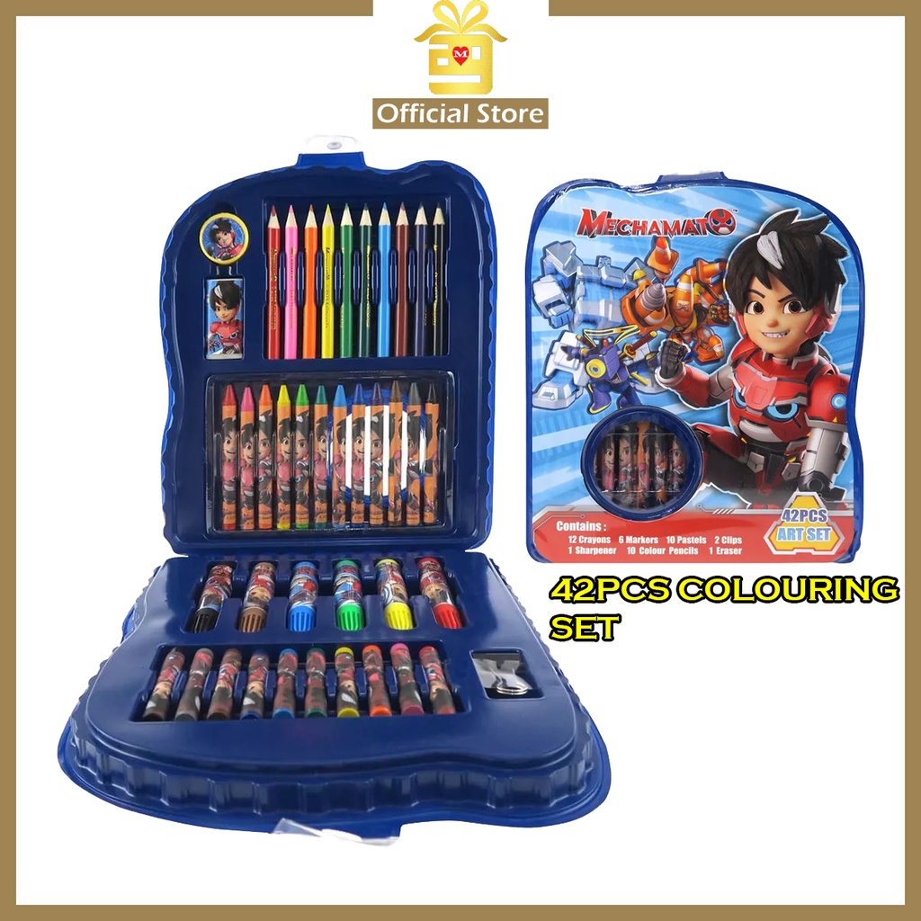 Mechamato 42pcs Art Set Drawing Painting Color Pencil Crayons Pastels ...