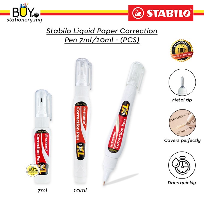 Stabilo Liquid Paper Correction Pen 7ml 10ml (PCS) Pemadam Pen ...