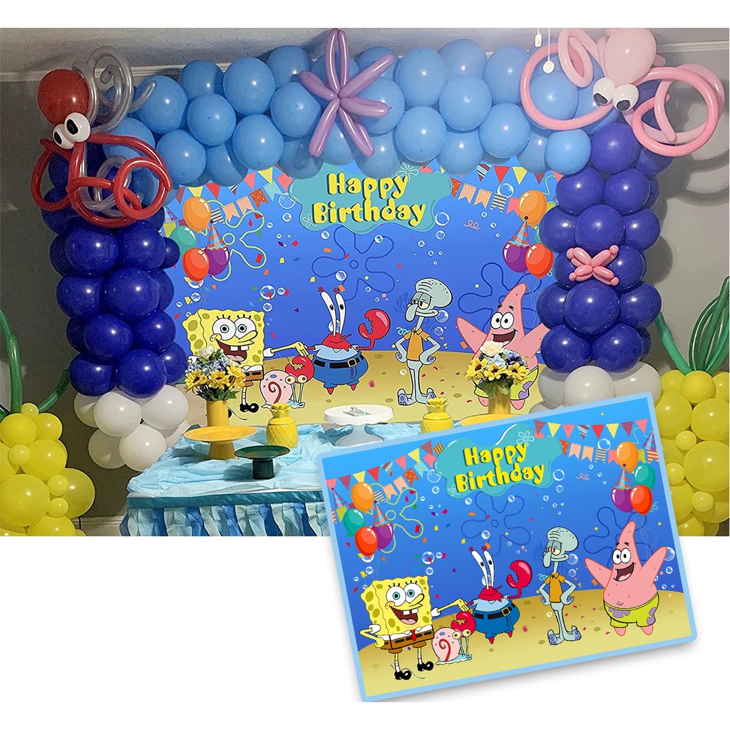 SpongeBob Birthday Decoration Backdrop Birthday Banner Hiasan Tema Hari ...