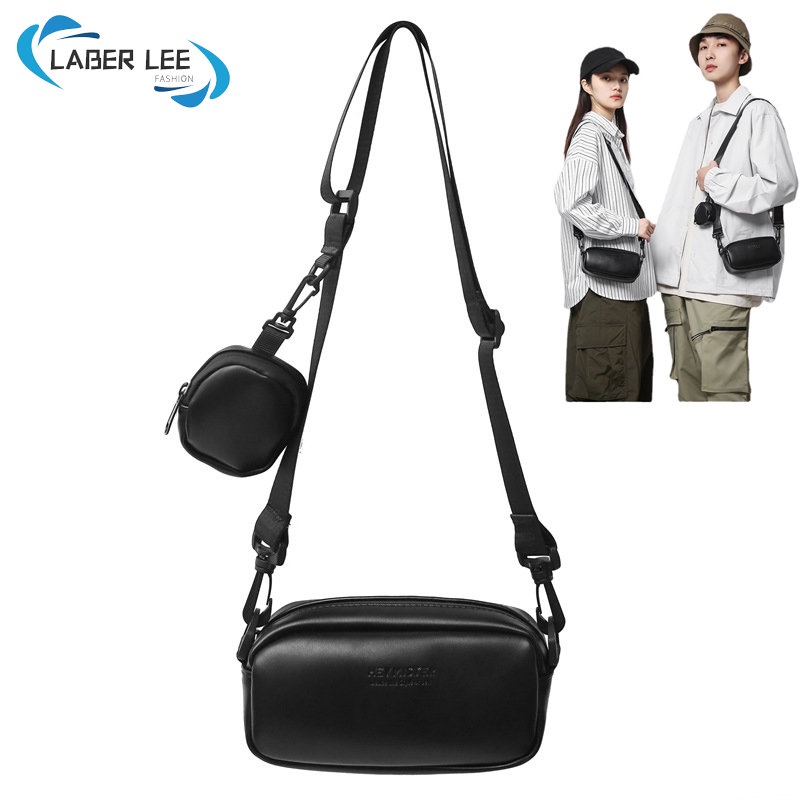 LABER LEE Unisex Ins Japanese Sling Bag PU Leather Casual Crossbody Bag ...