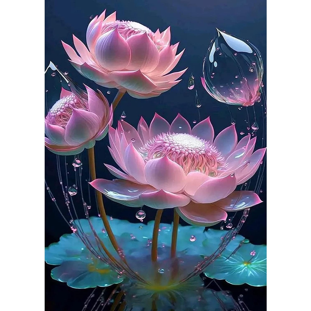 Diamond Painting Kits for Adults,Lotus Flower 5D Diamond Art Kits for ...