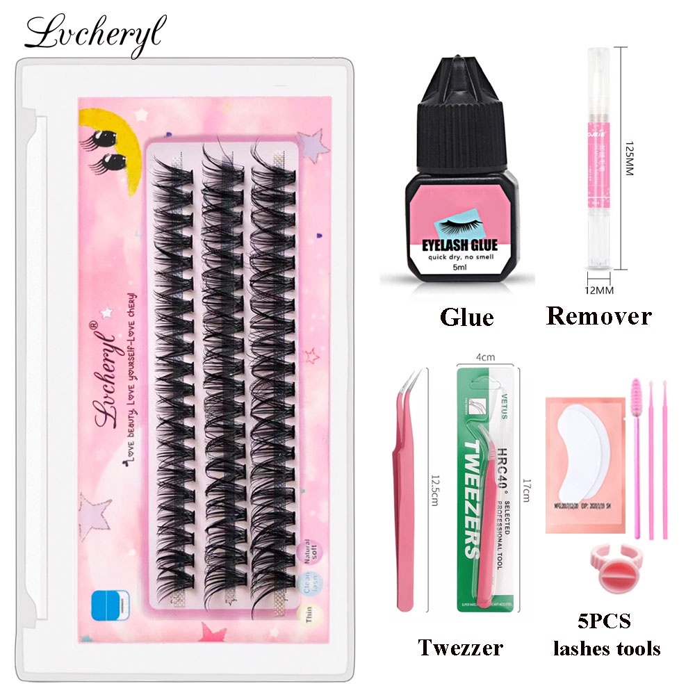Lvcheryl D Curl 30D/40D Mixed Length Eyelash Extension With Glue ...