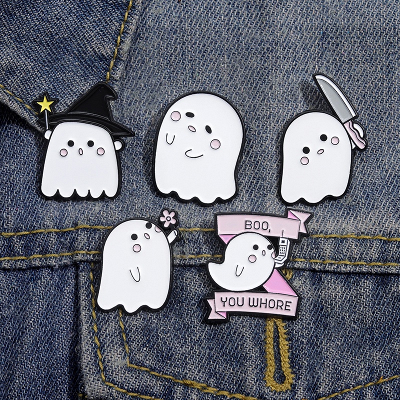Boo Ghost Enamel Pins Brooches Halloween Spooky Ghost Brooch Lapel ...