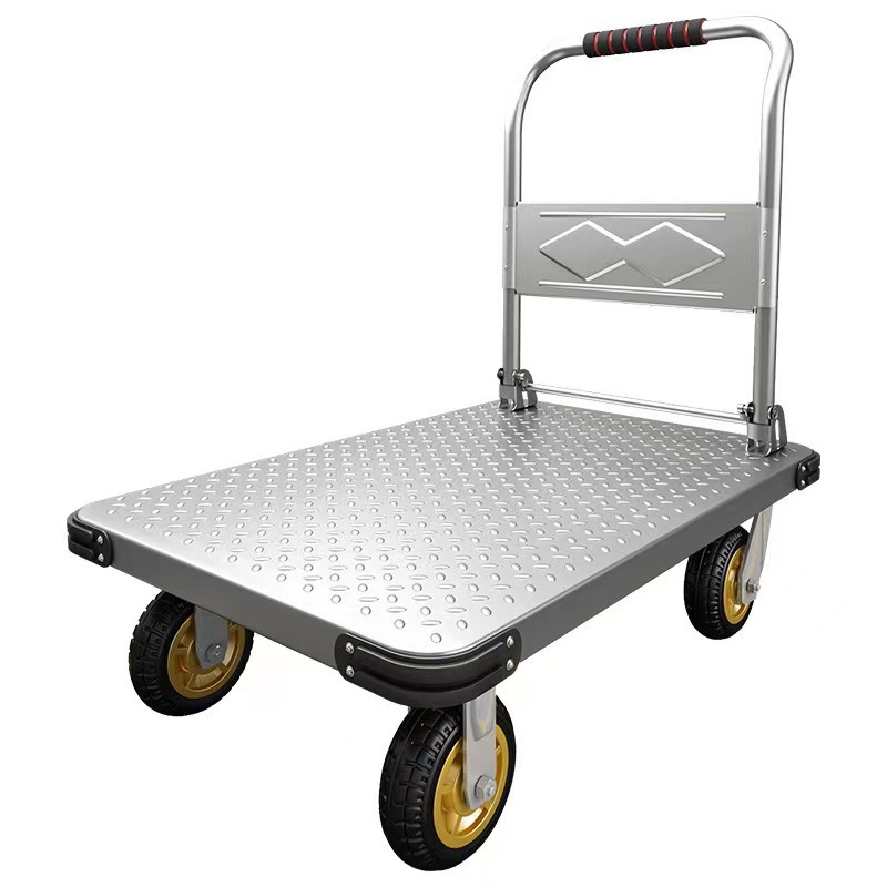 High-end Steel Plate Cart Portable Trolley Trolley Silent Folding ...