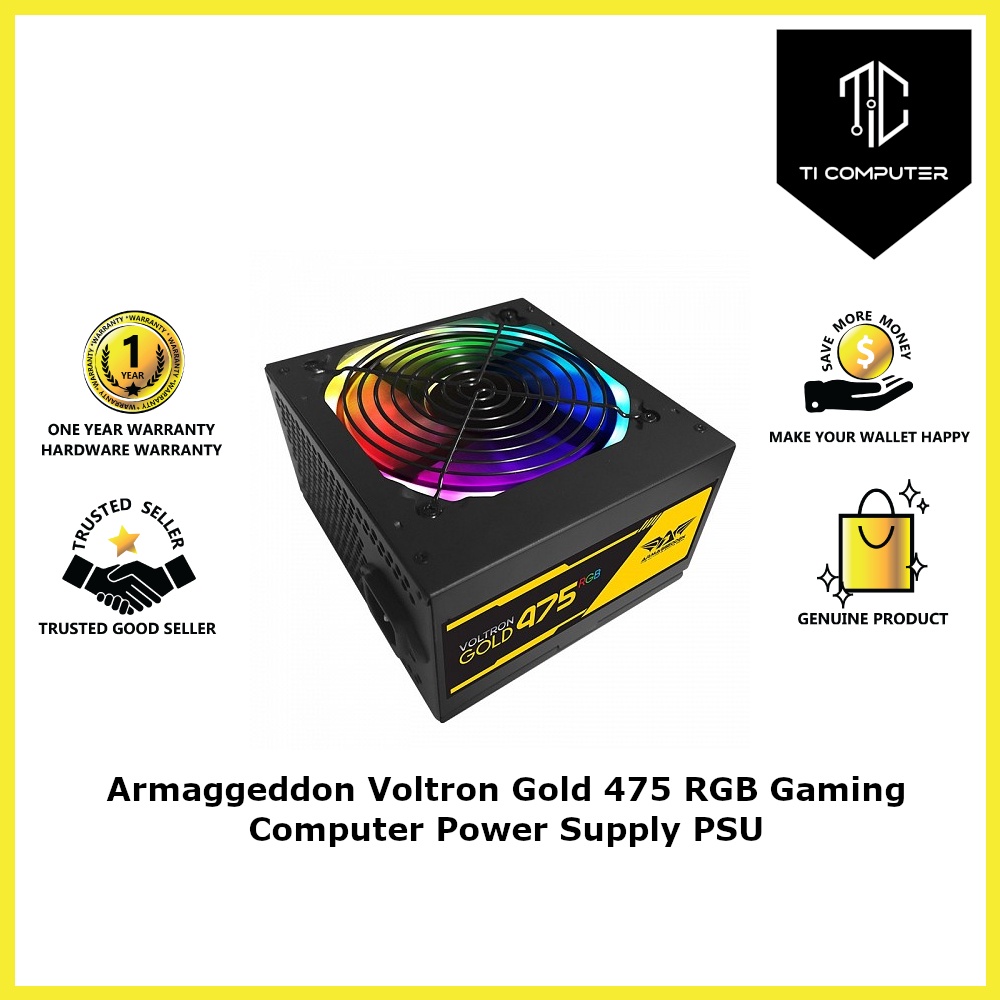 Armaggeddon Voltron Gold 475 RGB (475W) Gaming Computer Power Supply PSU | Shopee Malaysia