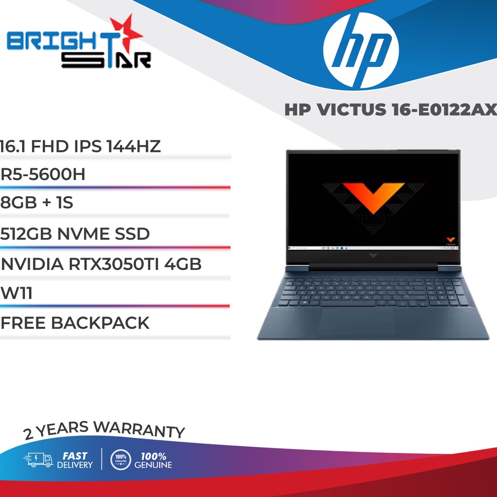 HP Victus (16.1"/R5-5600H/8GB + 1S/512GB NVME SSD) 16-E0122AX | Shopee ...
