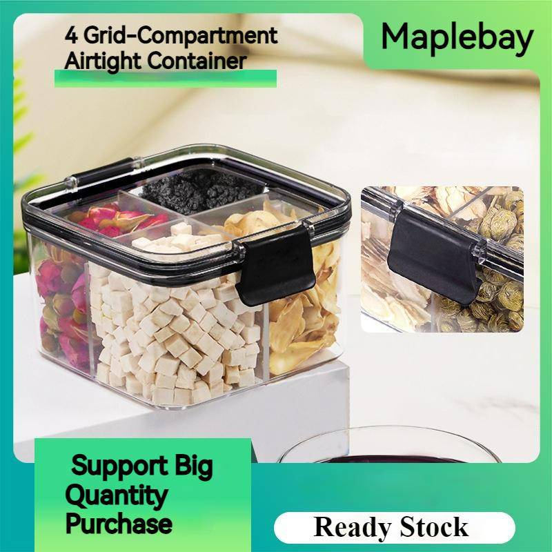 Maplebay Food Container Storage 4 Grid Tupperware Stackable Plastic ...