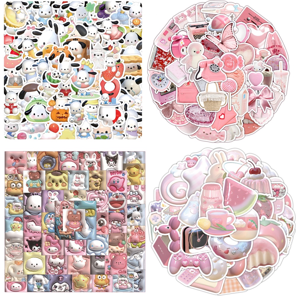 63pcs 3D Pink Sticker Korea INS Cute Pochacco Sticker Suitcase Notebook ...