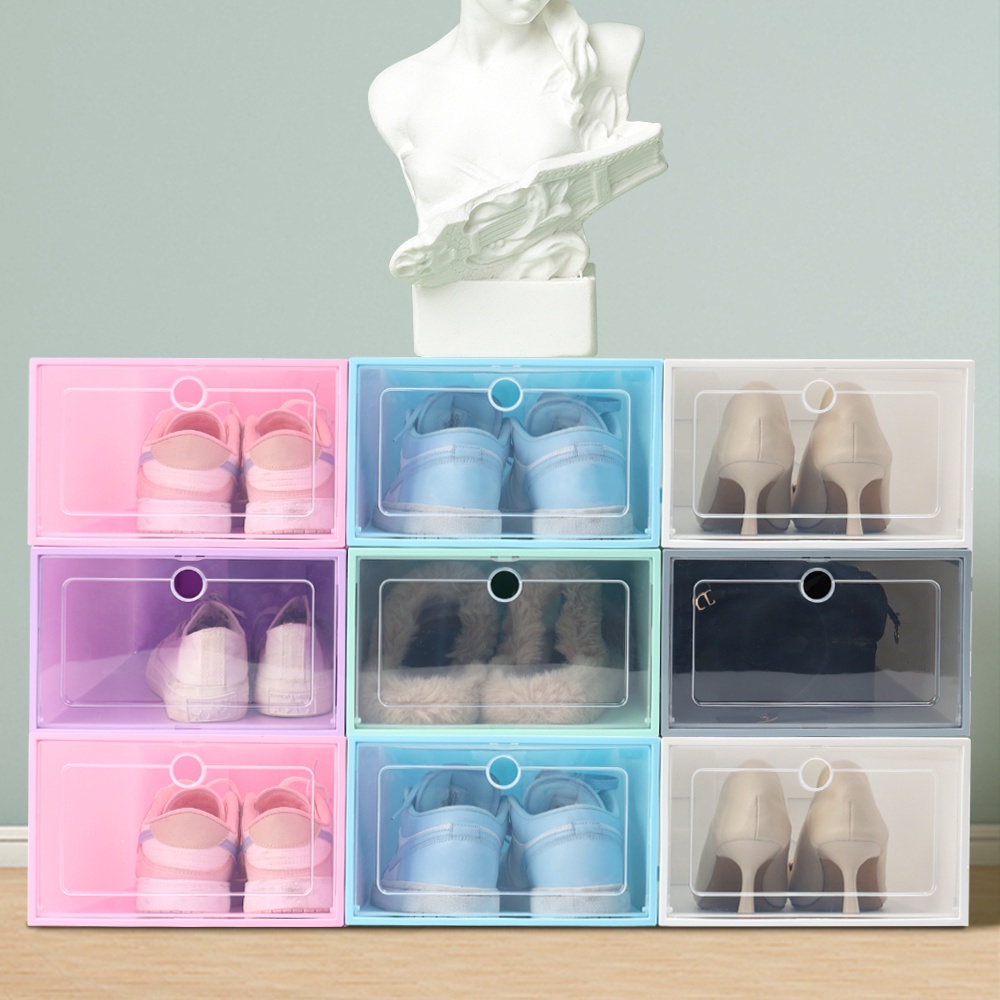 Transparent Storage Stackable Box/Flip-Open Cover Shoes Drawer Case ...