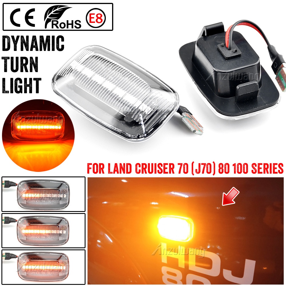 2pcs dynamic led turn signal side marker lights For Toyota land cruiser ...