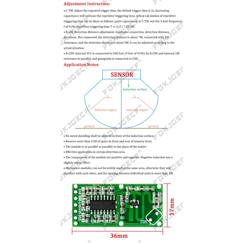 Motion Radar Sensor HW-MS03 2.4GHz to 5.8GHz Human Body Induction ...