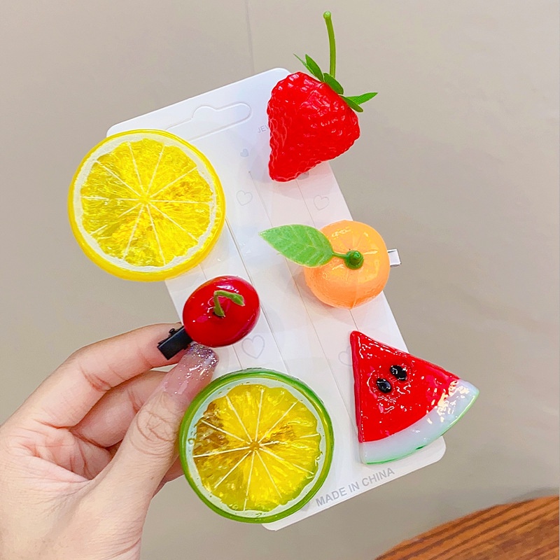 Fruit Hairpin Korean Cute and Funny Simulation Strawberry Watermelon ...