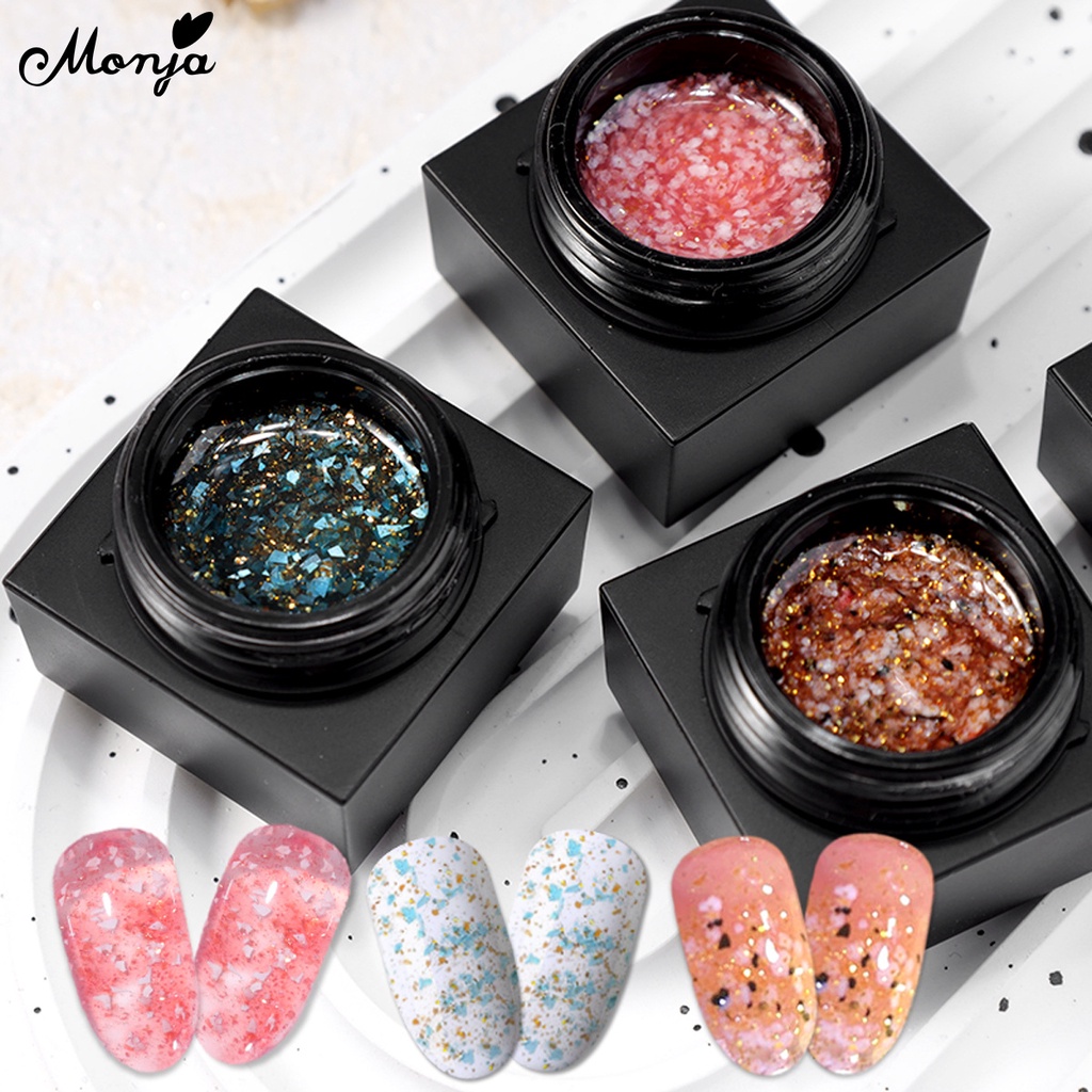 Monja 8 Colors 5ml Mineral Nail Polish Gel Irregular Sand Shell Slices ...