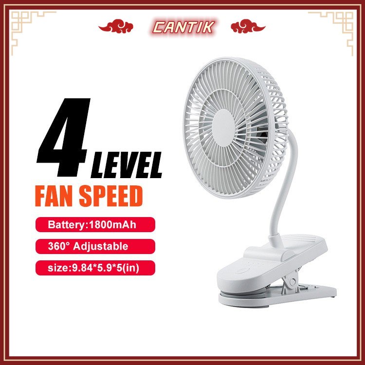 Mini Clip Fan 720° Adjustable USB Stroller Fans 1800mAh Portable ...