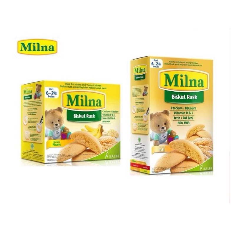 Milna Rusk Baby Biscuit 6m+ Original 130g Banana 130g Mixed Fruits 130g ...
