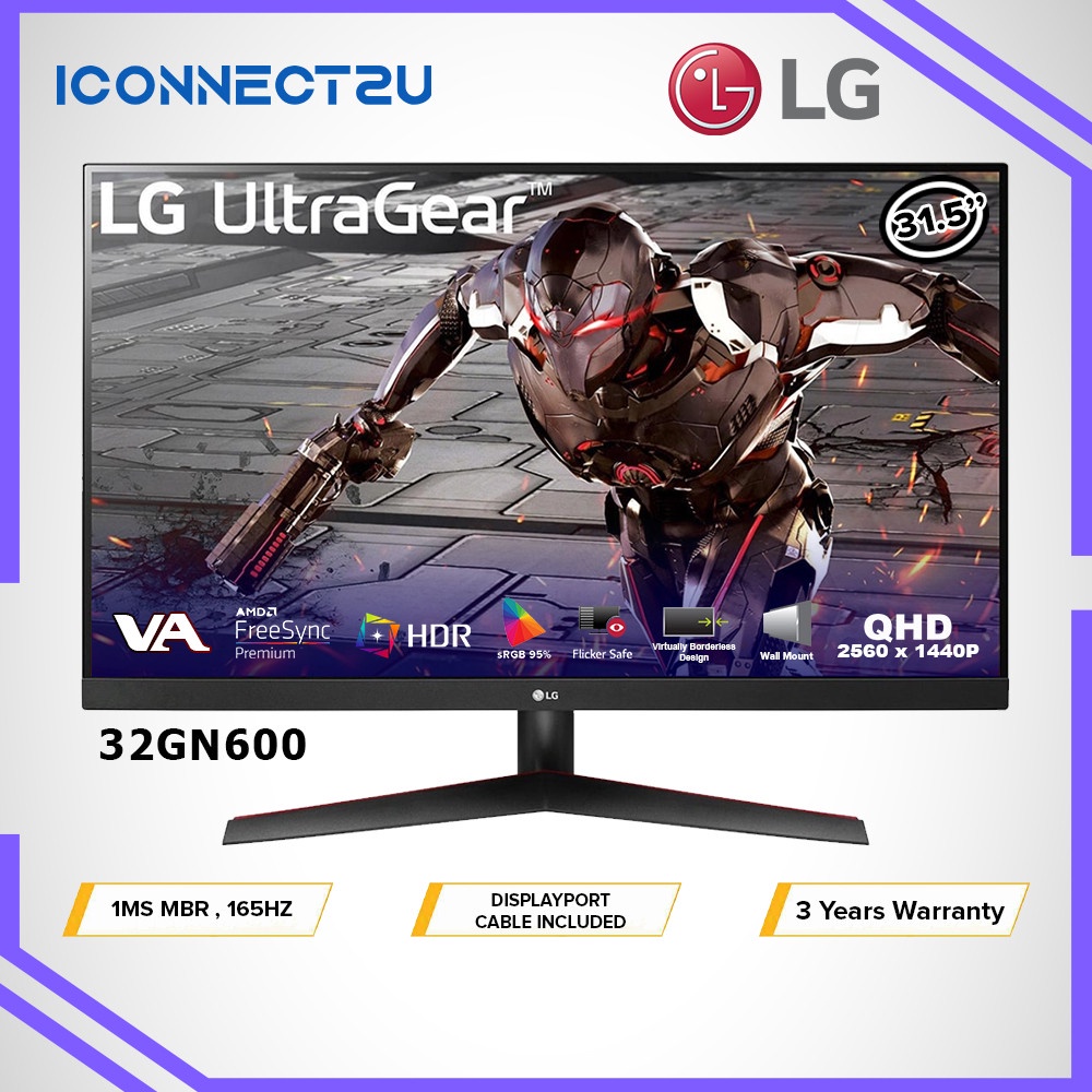 LG 32" 32GN600 QHD VA 165Hz 1ms AMD FreeSync Premium GSync Compatible ...