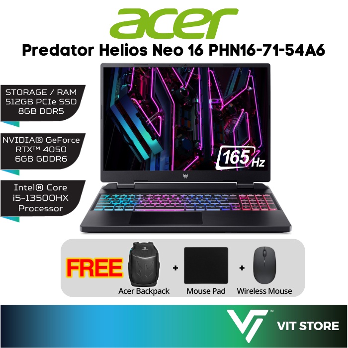 ACER Predator Helios Neo 16 PHN16-71-54A6 16" WUXGA (RTX 4050, Intel ...