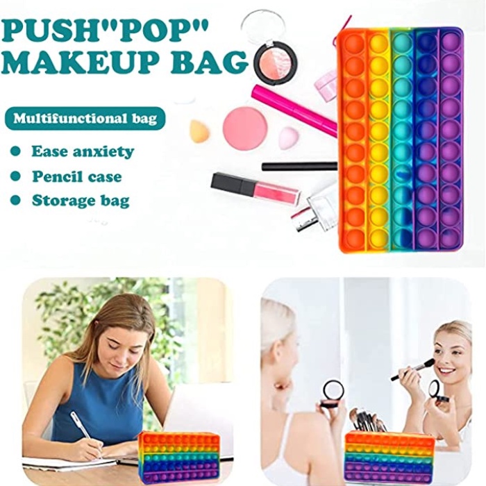 Pop It Pencil Case Fidget Toys Pop Silicone Storage Bag Children's ...