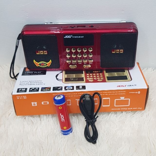 Original JOC FM Radio Bluetooth Dual Speaker Rechargeable 18650 Battery ...