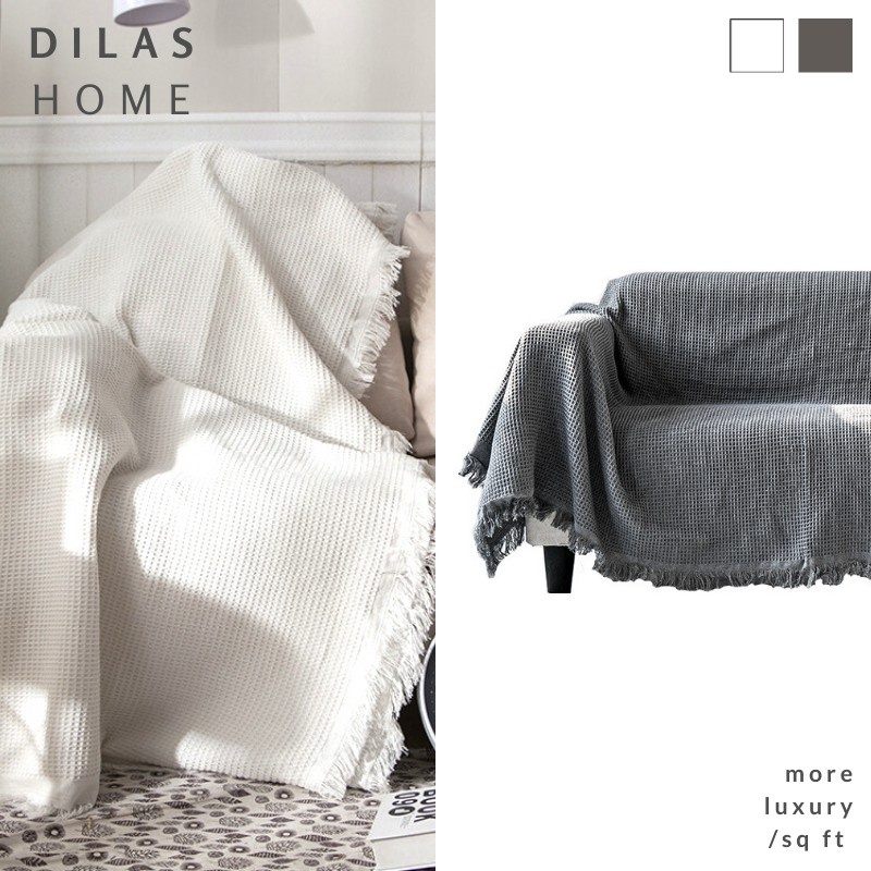 STOCK CLEARANCE Nordic Scandinavian Waffle Pattern Weave Blanket Throw ...