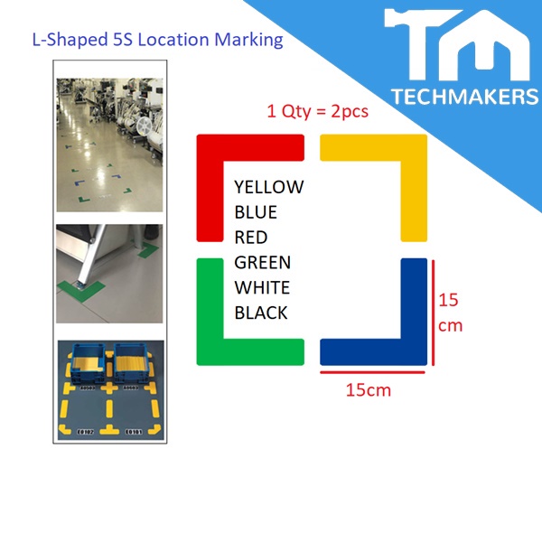 2pcs of 5S Location Marking Corner 15cm x 15cm Durable L Shaped Floor ...