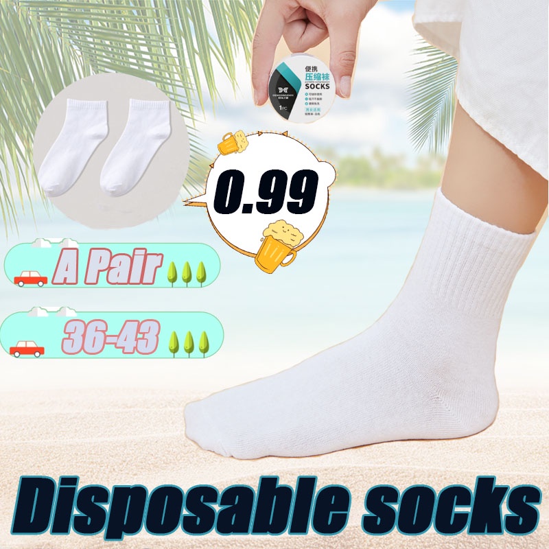 【ReadyStock】1PairTravel disposable socks Plain Short/Long Socks Unisex ...