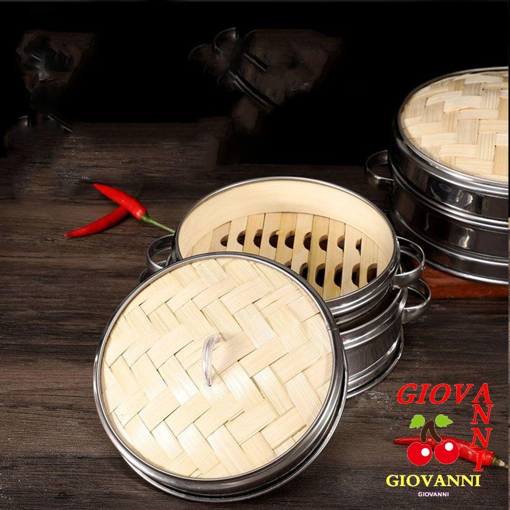 GIOVANNI Food Steamers Cage Round Bamboo Kitchen Stainless Steel Dim ...