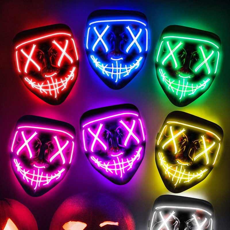 New Wireless Halloween Neon Led Purge Mask Masquerade Carnival Party ...