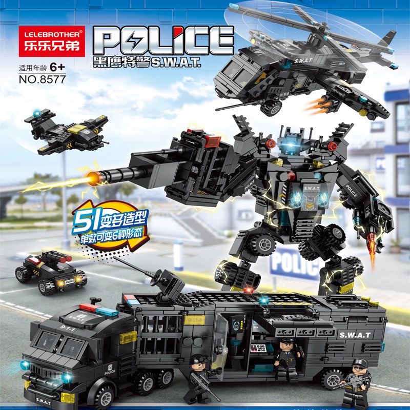 Kids Building Toy Blocks Lego Set [Police/ SWAT/ Navy] Robot Truck ...