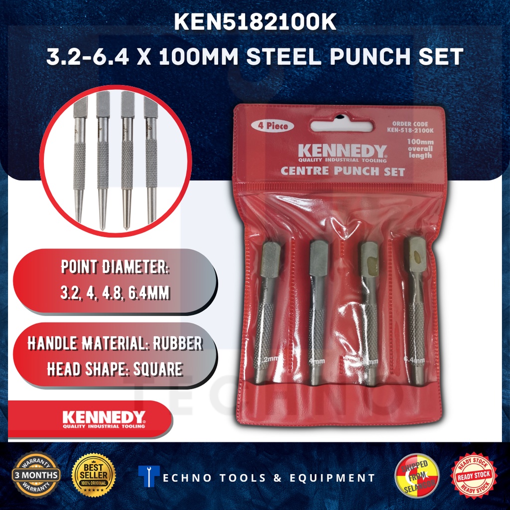 KENNEDY SQUARE HEAD CENTRE PUNCHES SET OF 4 KEN5182100K | Shopee Malaysia