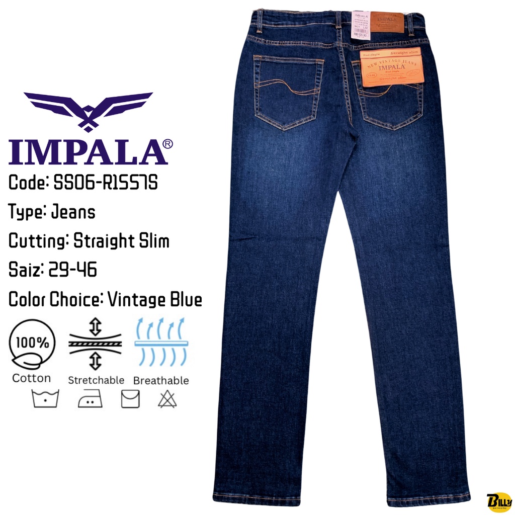 IMPALA Brand Men’s Straight Slim Stretchable Jeans ( SS06-R1557S ...