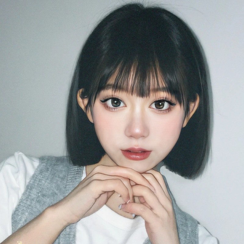 Punk style one-knife wig female black short hair bobo head air bangs ...