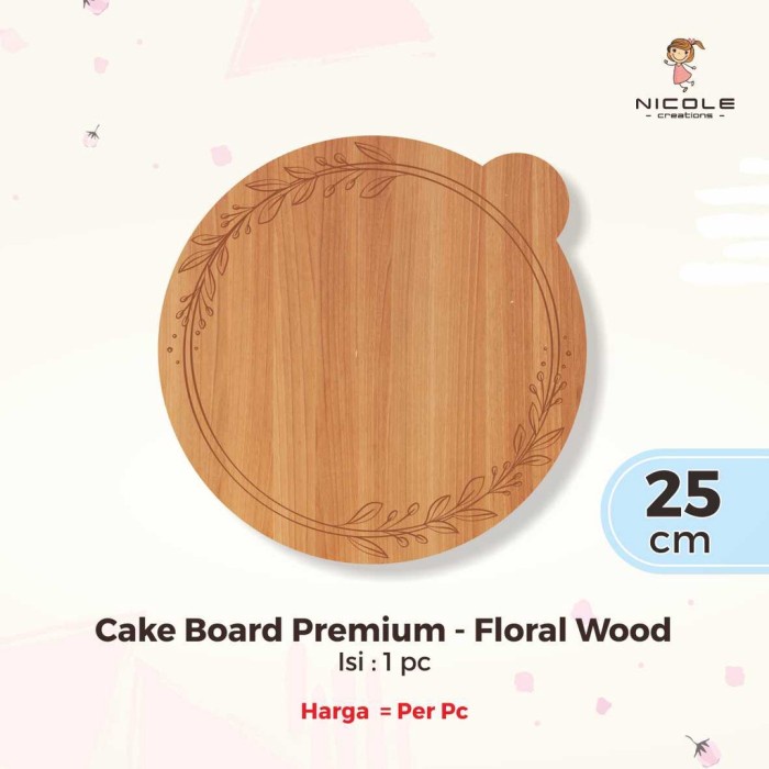 Cake Board/Cake Coaster/Cake Mat/Premium Floral Wood Bottom 25 cm ...