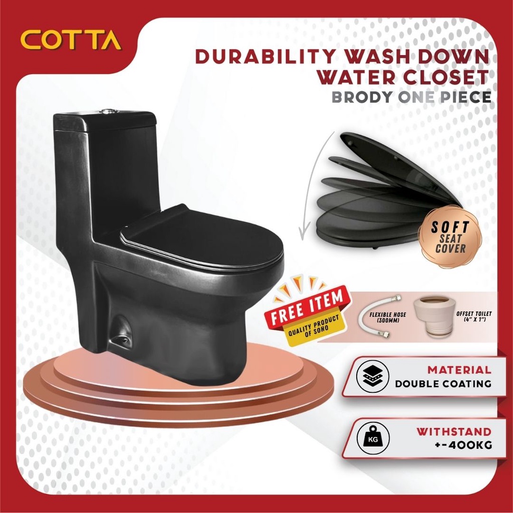 COTTA Brody Two Piece Wash Down Water Closet Couple Toilet Bowl Mangkuk ...