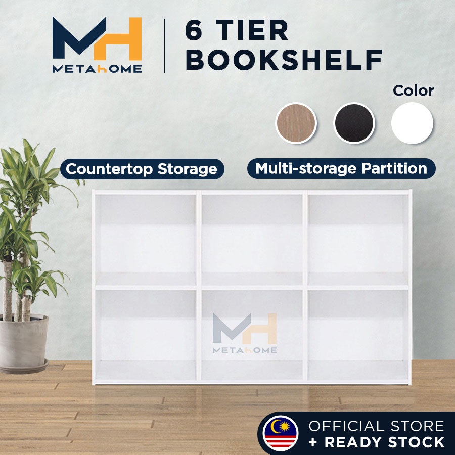 MetaHome 6 Tier Bookshelf Multipurpose Shelf Rak Buku 6 Tingkat Wooden ...