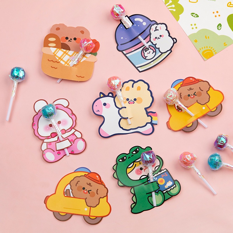 10 Pcs Small Cartoon Shaped Gift Cards Kids Reward Lollipop Deco DIY ...