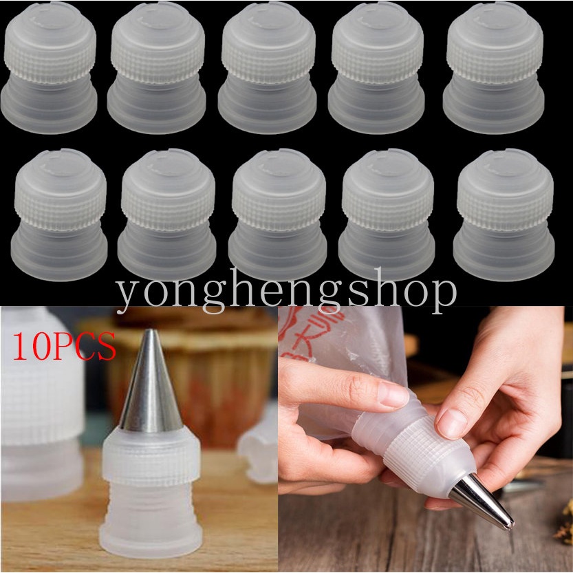10pcs/set Plastic Decorating Mouth Converter Icing Piping Tip Adapter ...