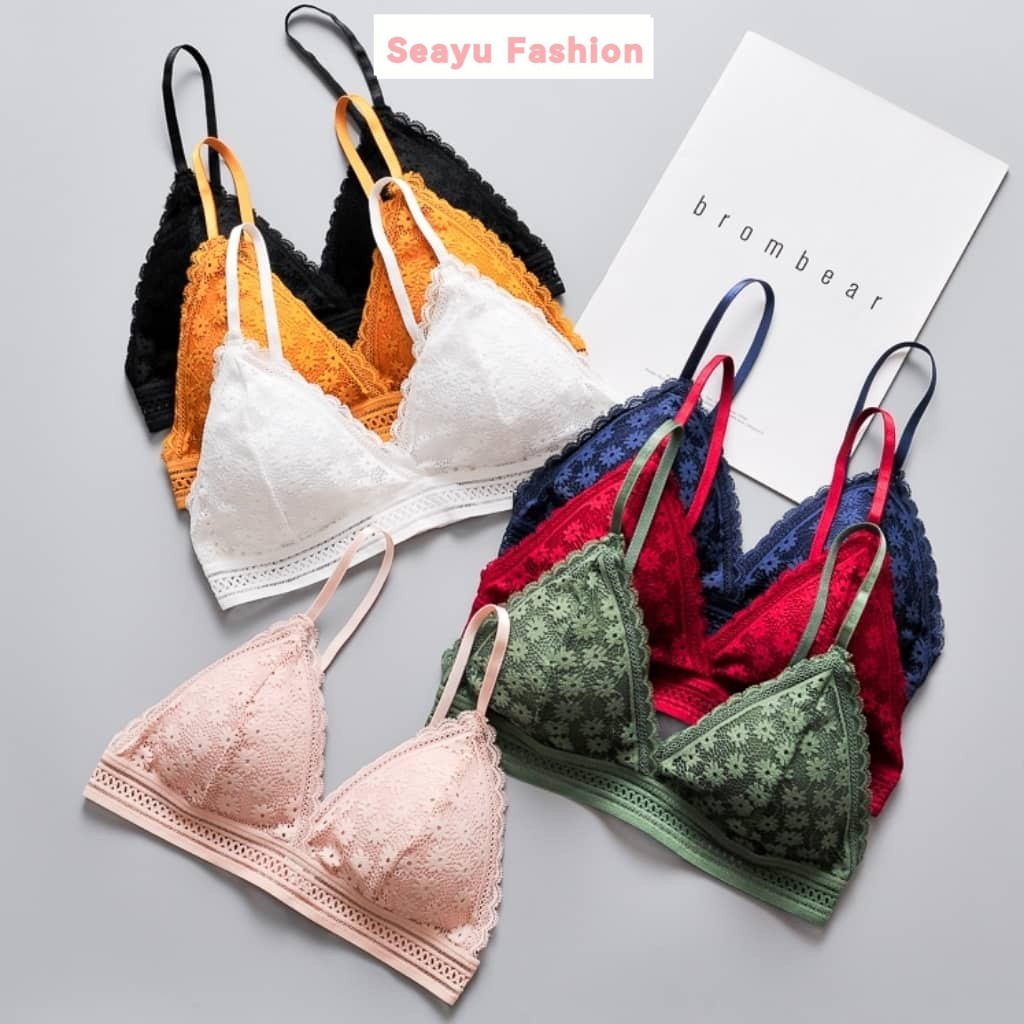 Women's Wireless Beautiful Bra Lace Beauty Back Bra Soft Brassiere ...